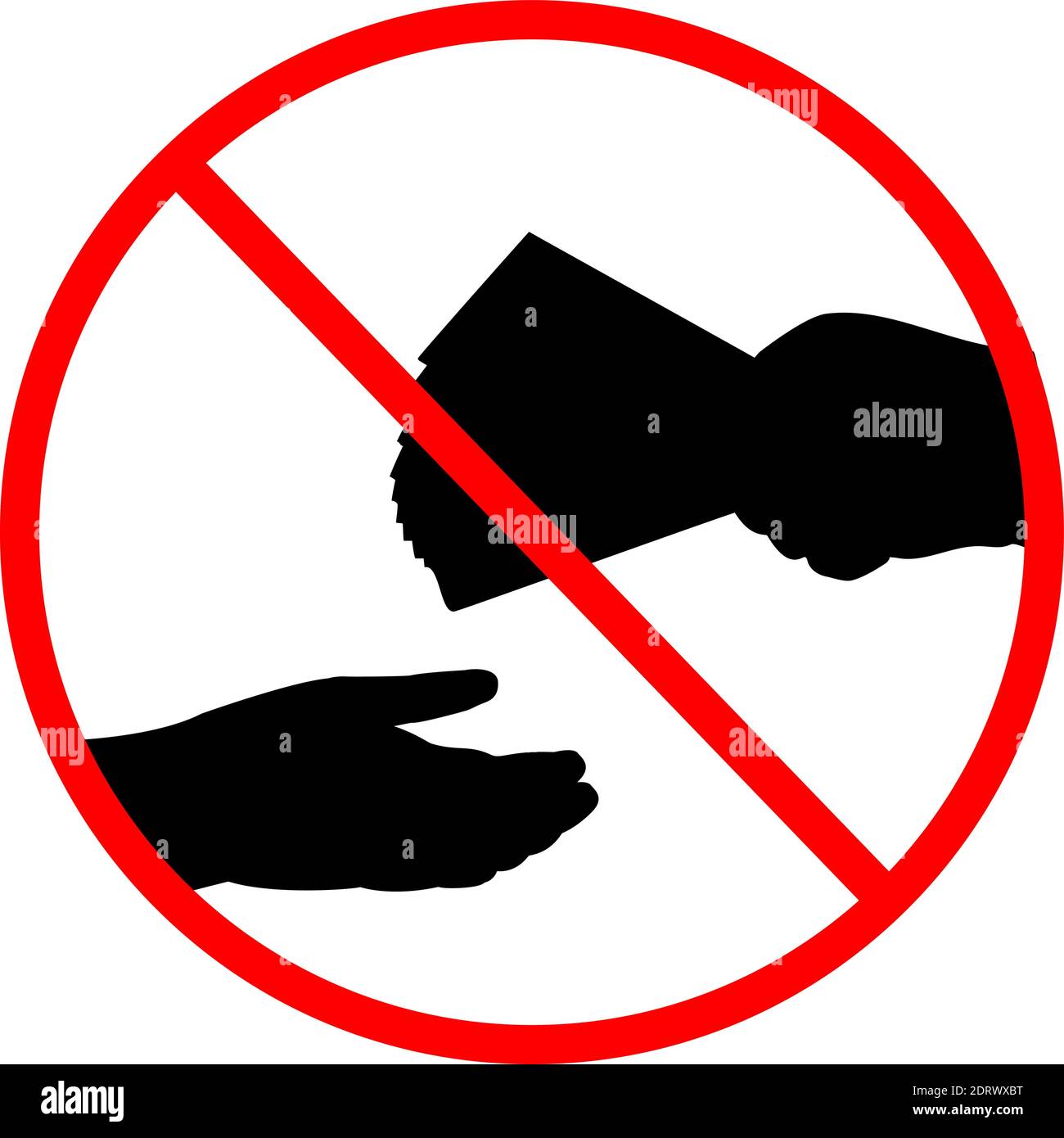 Silhouette hand giving money. Stop corruption sign. Illustration symbol ...