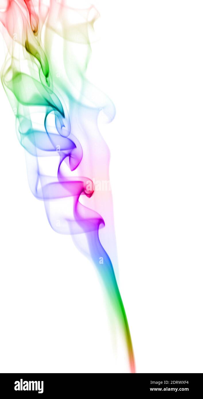 Multi Colored Ink In Water Over White Background Stock Photo - Alamy