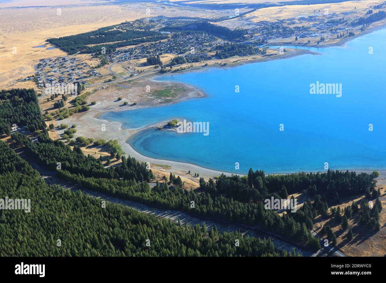 The apron of glacial outwash around Lake Tekapo in South island, New ...