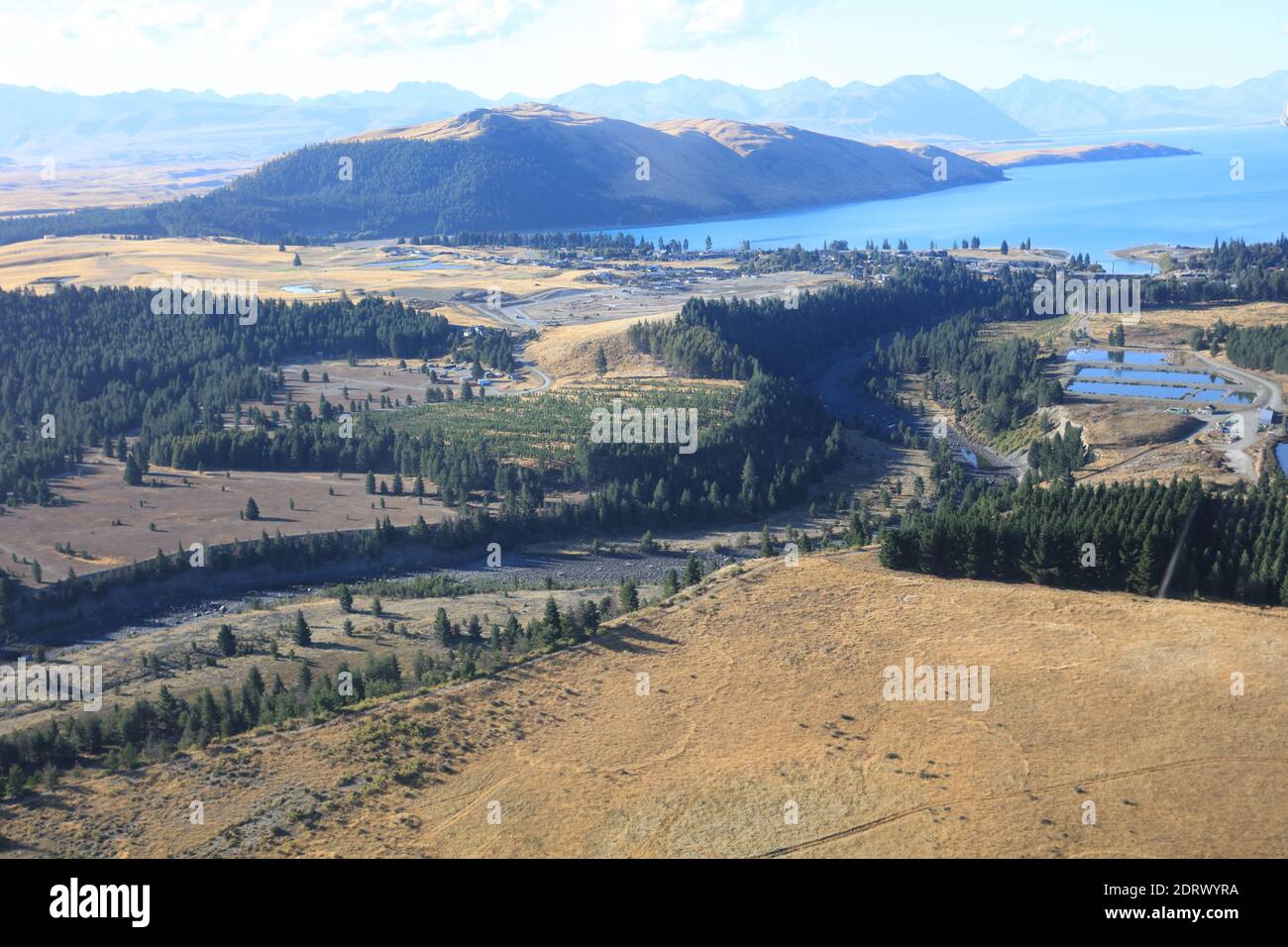 The apron of glacial outwash around Lake Tekapo in South island, New ...