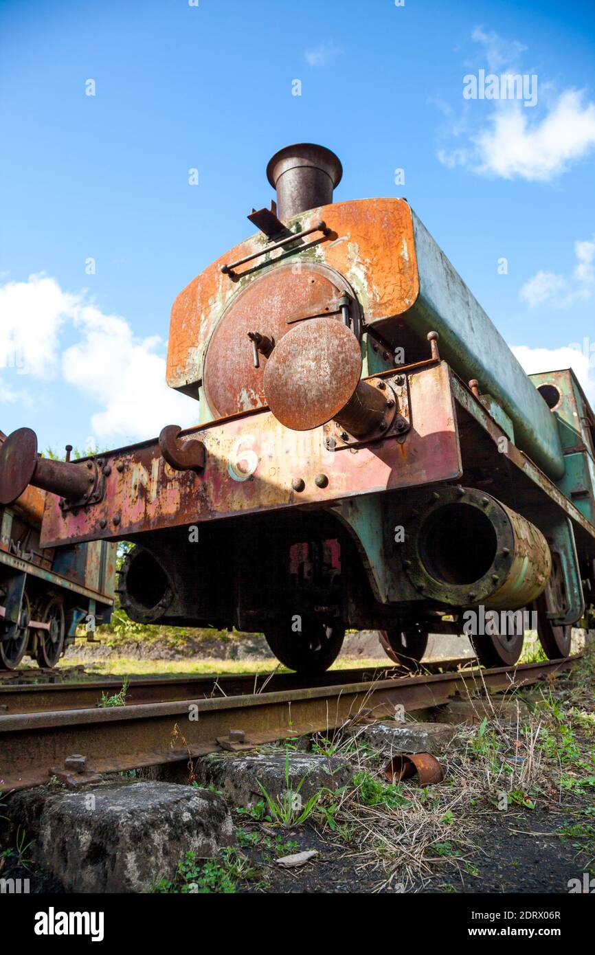 An old rusty 0-6-0 steam locomotive at Tanfield Railway Museum ...