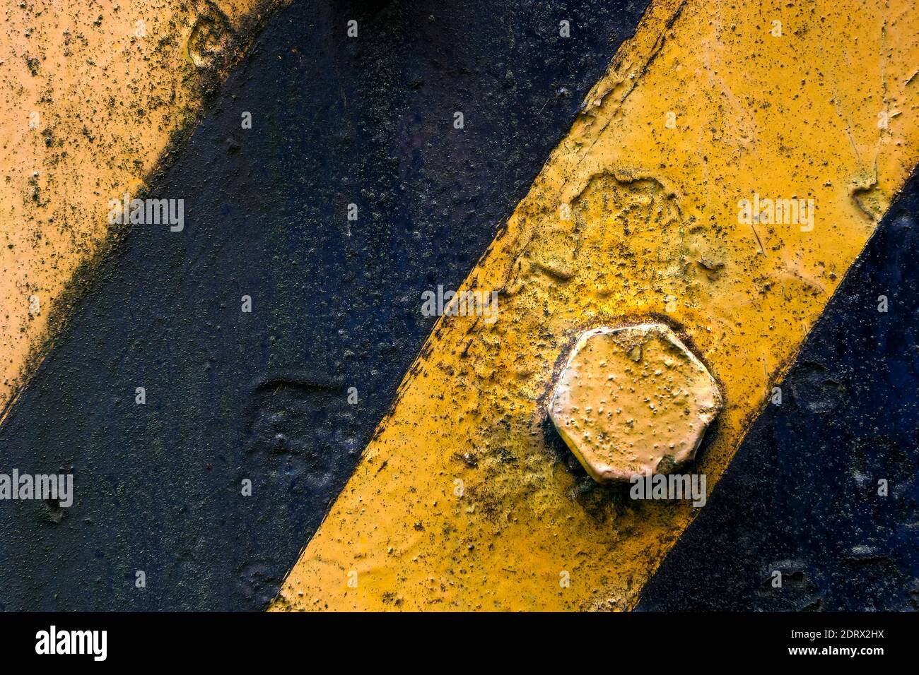 Black and yellow stripes on the front of an old diesel locomotive at ...