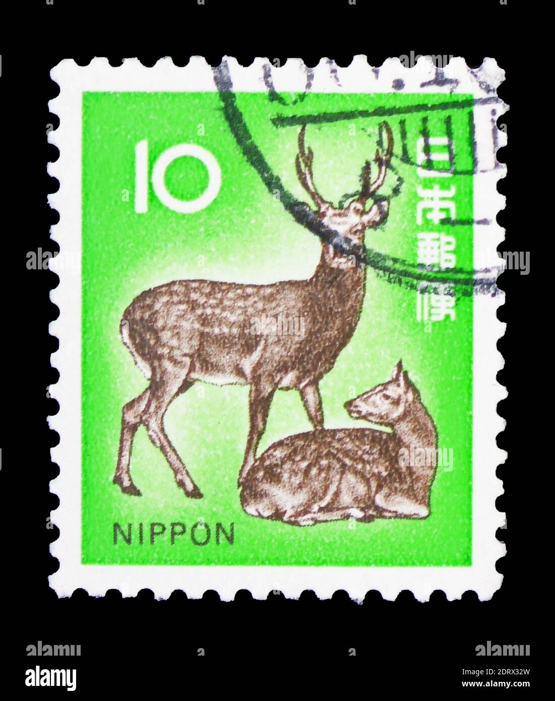 MOSCOW, RUSSIA - FEBRUARY 10, 2019: A stamp printed in Japan shows Sika ...