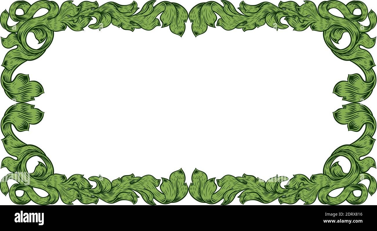 Filigree Heraldry Leaf Pattern Floral Border Frame Stock Vector Image ...