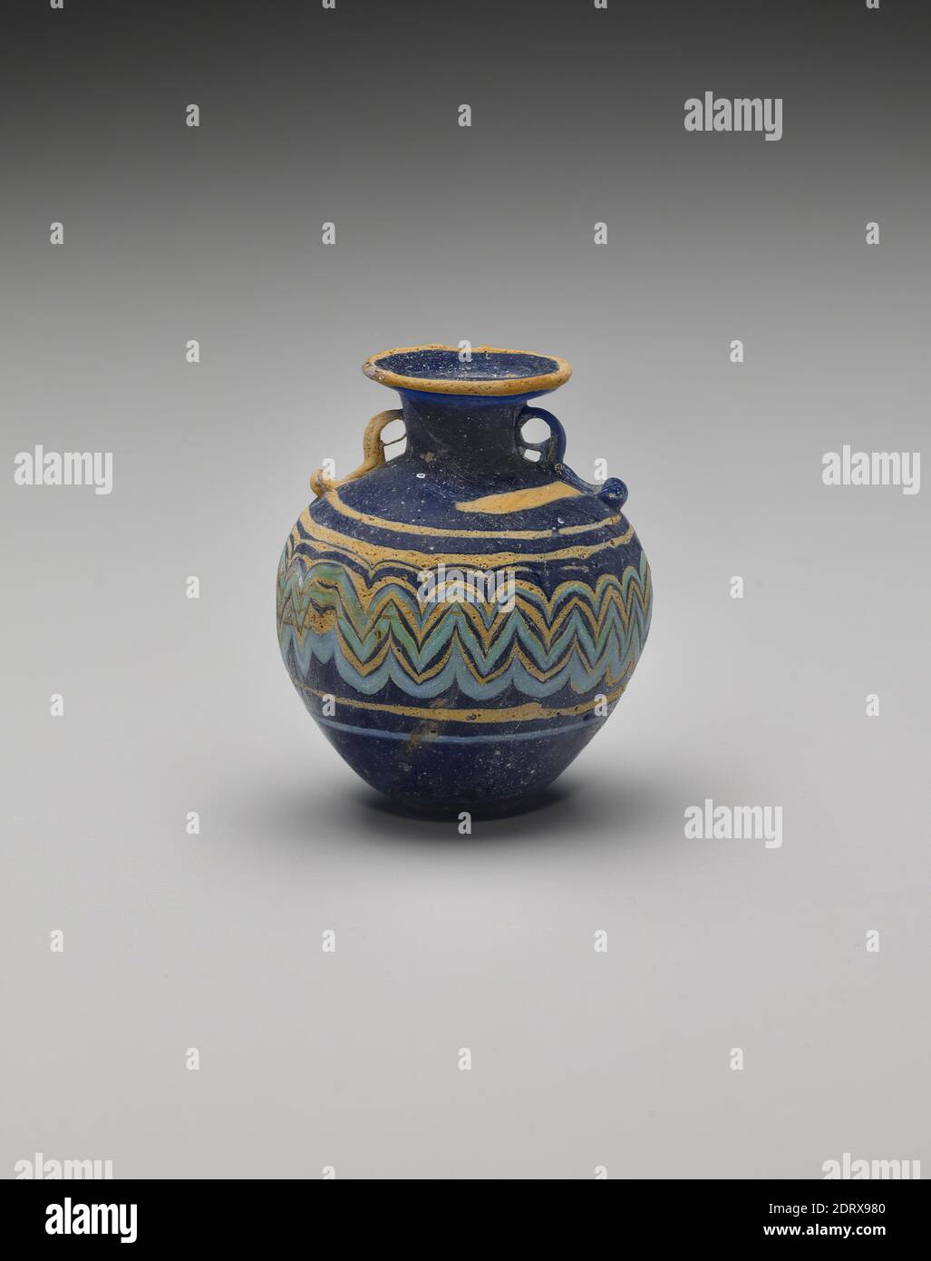 Aryballos, 6th–4th century B.C., Core-formed glass, dark blue with ...