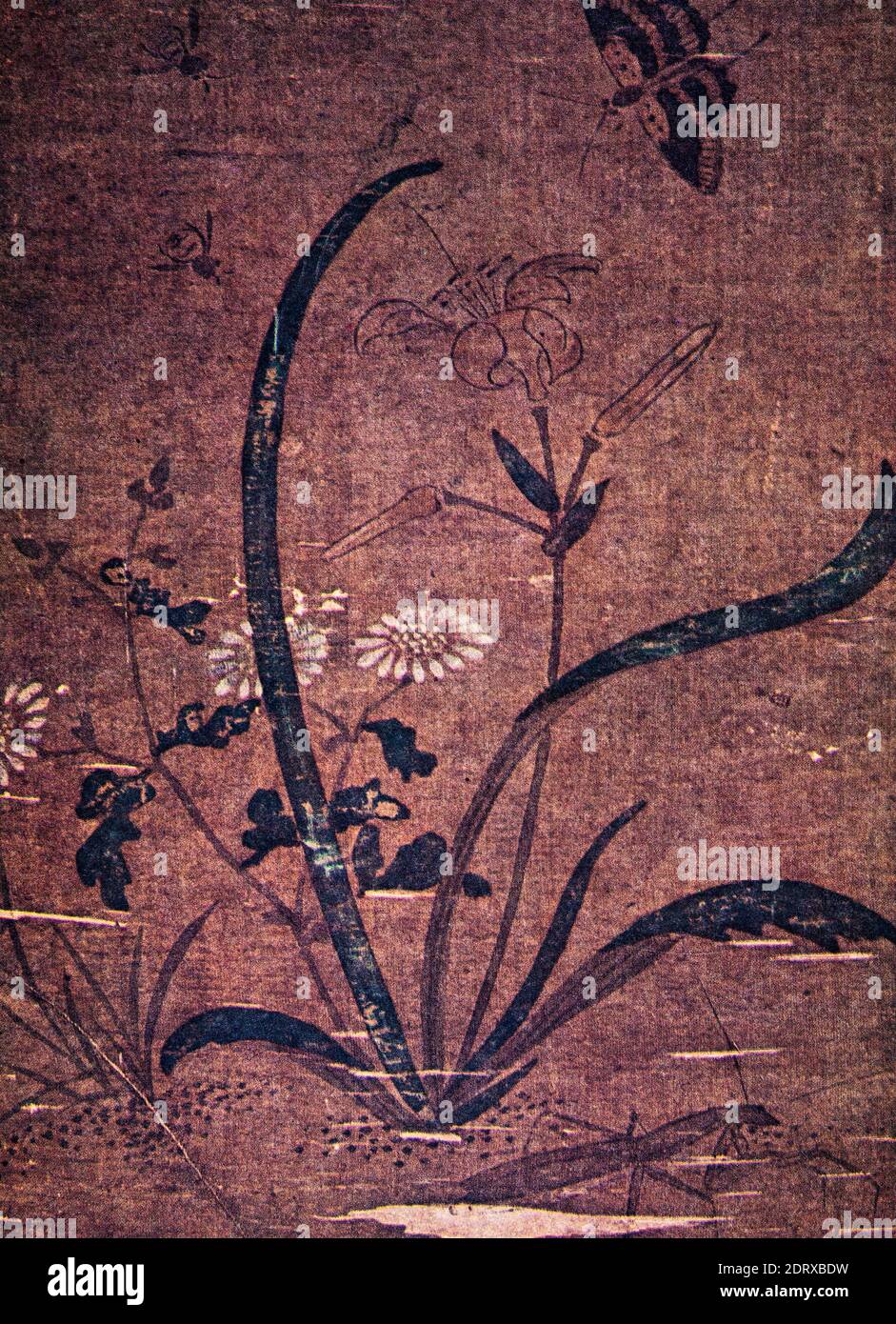 Oriental painting, Joseon Dynasty, Shinsaimdang, Chochungdo, FLOWERS ...