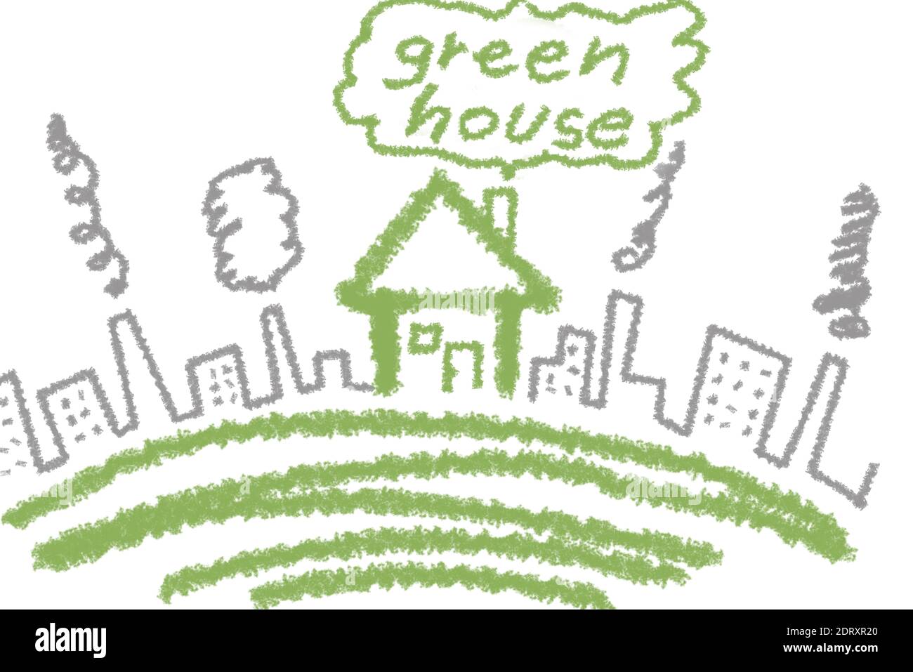 Green house versus polution. Environmental concept Stock Photo - Alamy
