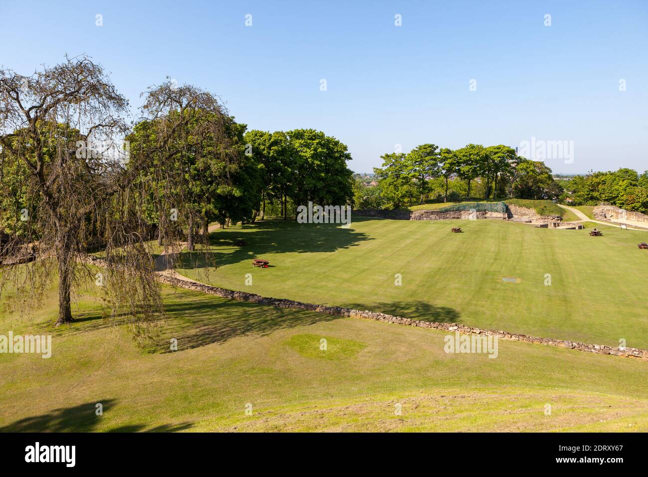 Summer view of the inner bailey of the ruined Pontefract castle take ...