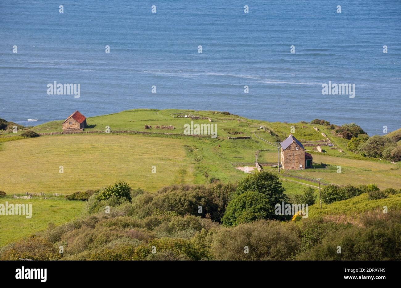 The remains of the Peak Alum Works on the Yorkshire coast at Ravenscar ...