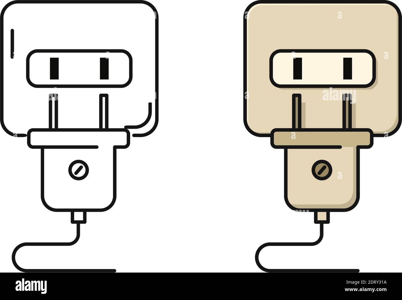 Plug and socket in America. Type A and B. Flat outline illustration ...