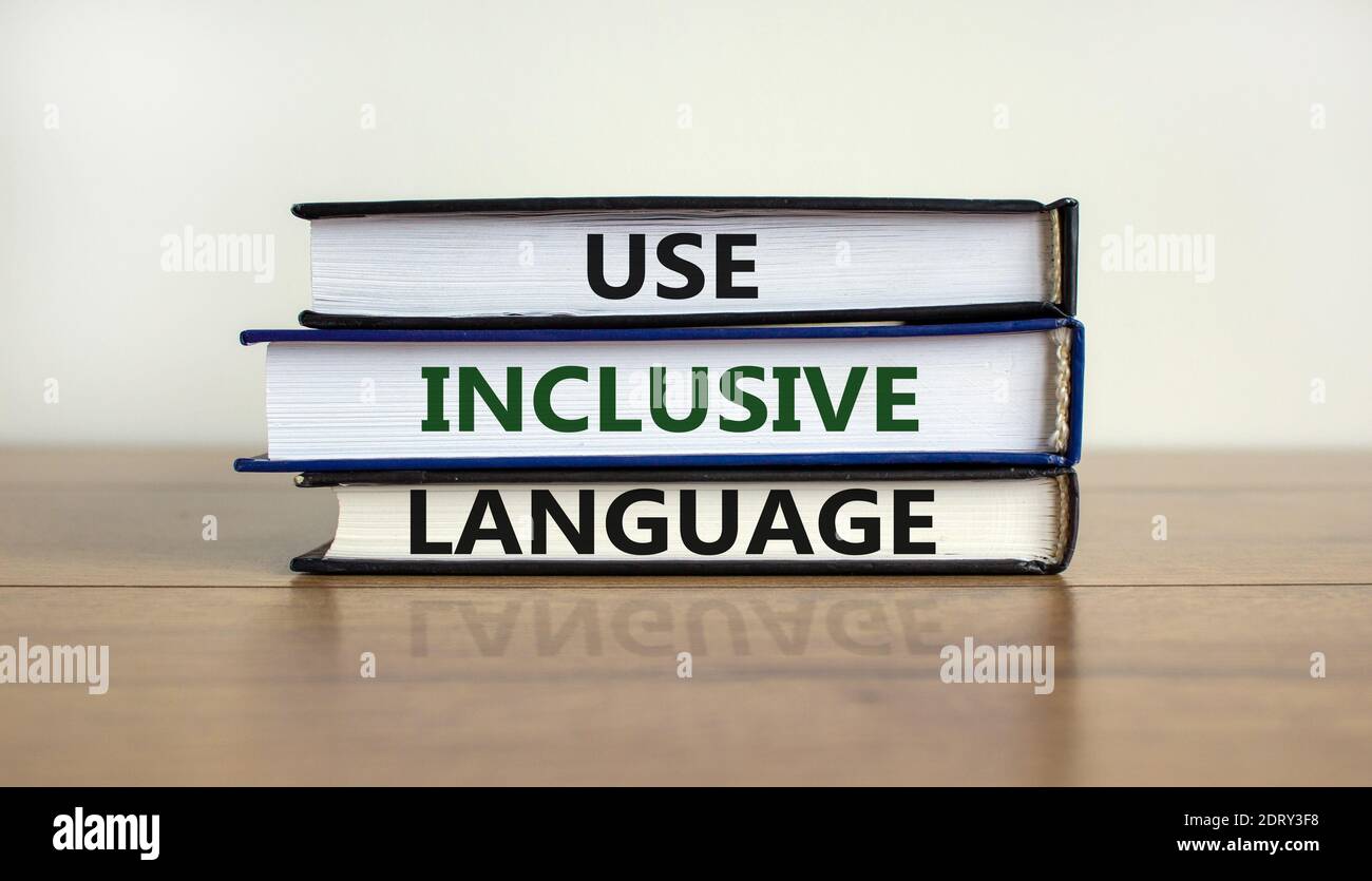 Use inclusive language symbol. Books with words 'Use inclusive language ...