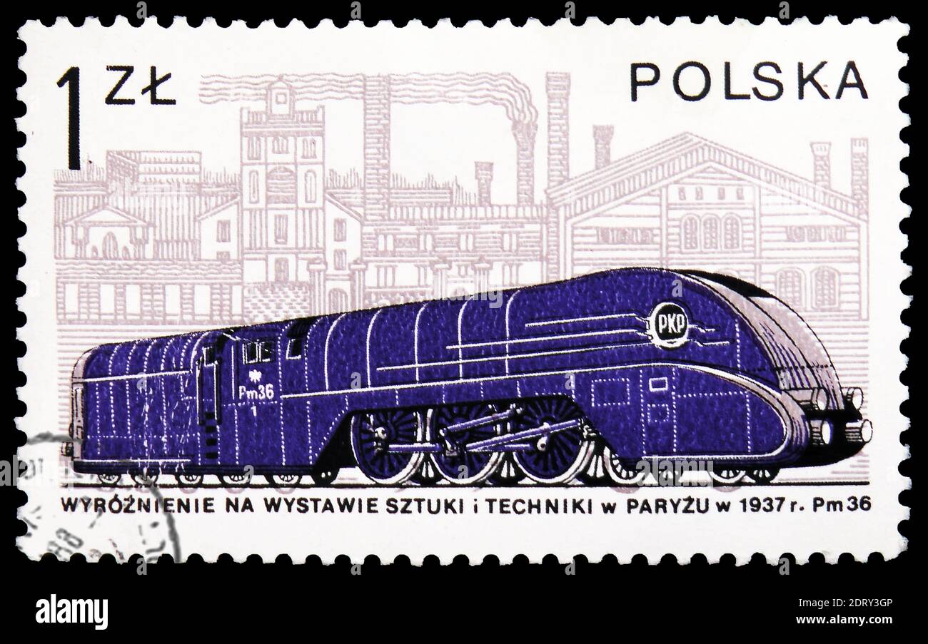 MOSCOW, RUSSIA - FEBRUARY 20, 2019: A stamp printed in Poland shows ...