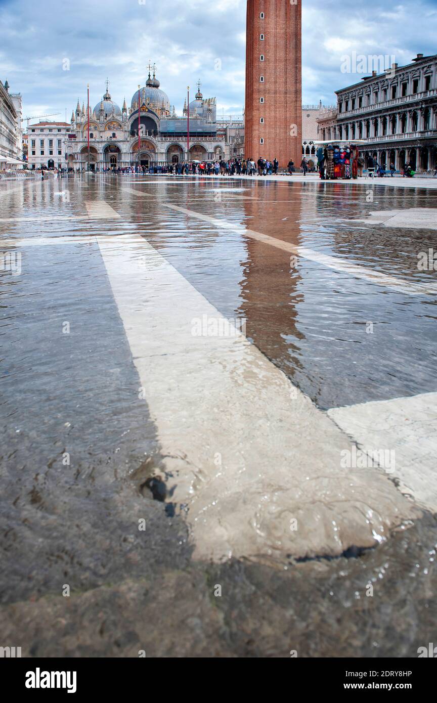 St. Mark's Square flooded by high tide. Venice, Italy Stock Photo - Alamy