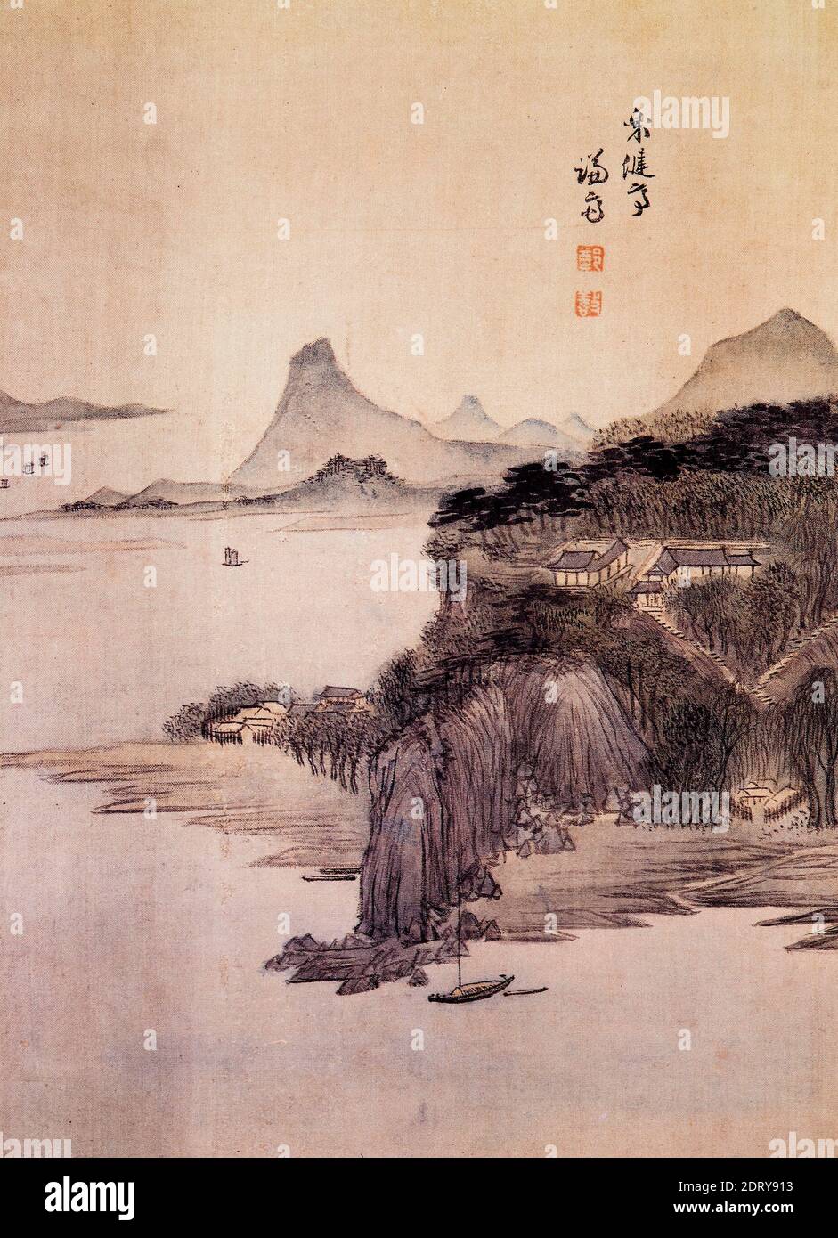 Korean painting, Gyeomjae, Jeongseon, Akgunjeong, ink painting, private ...