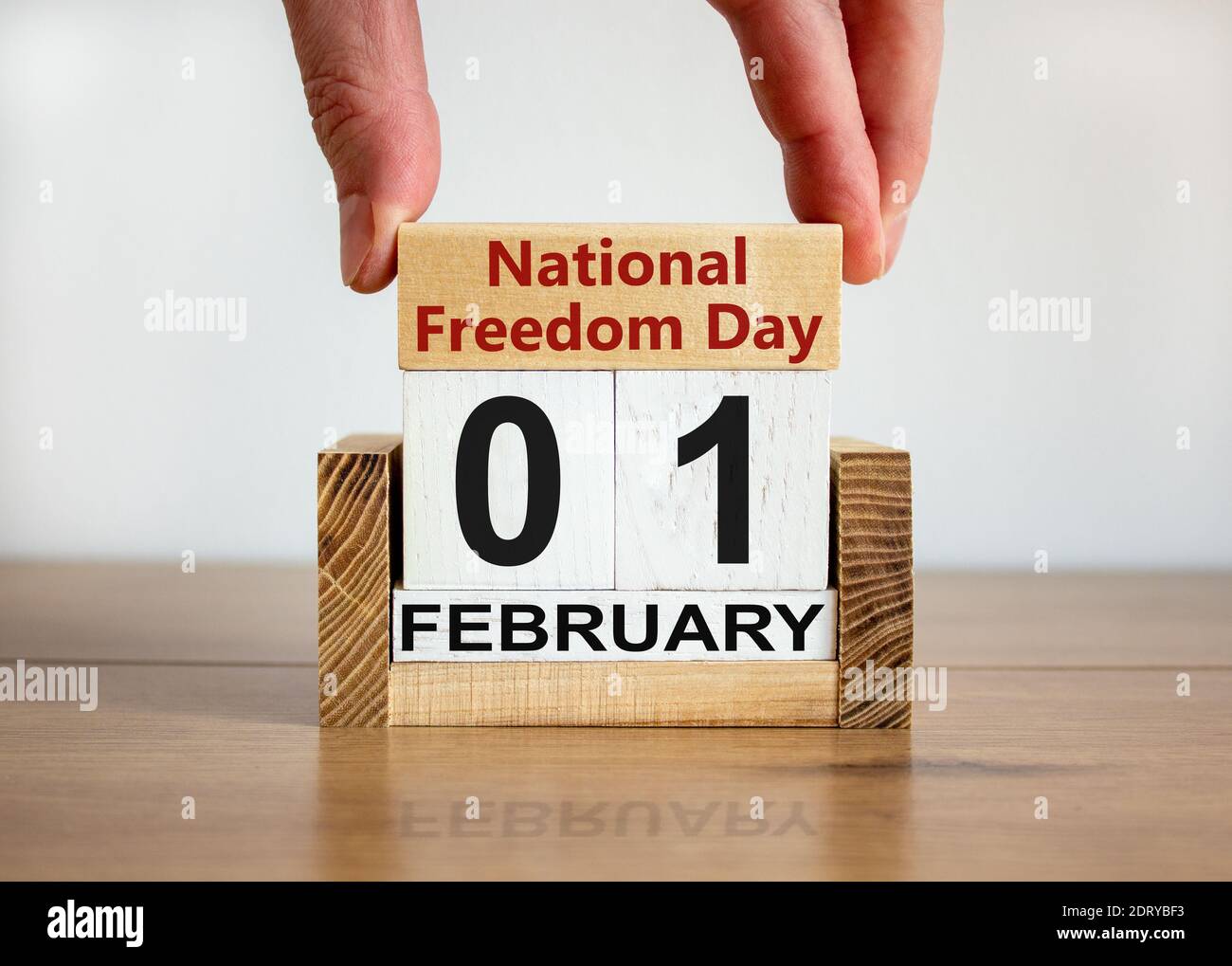 National Freedom Day symbol. Wooden block with words 'National Freedom ...