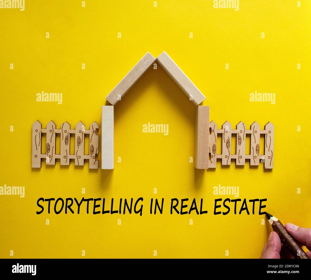 Storytelling in real estate symbol. Hand writing 'Storytelling in real ...