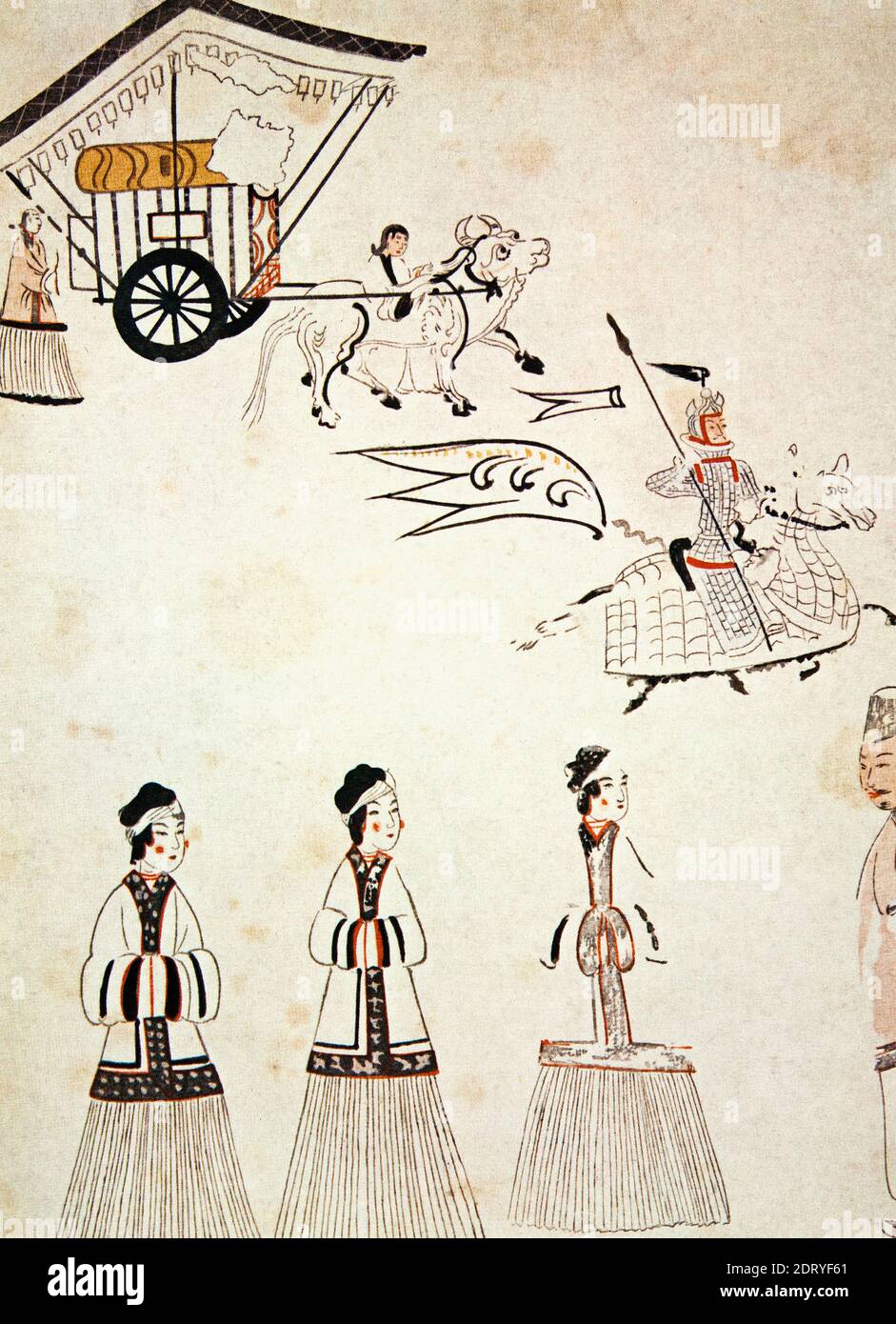 Korean painting, Goguryeo mural painting, dance gun, right-handed ...