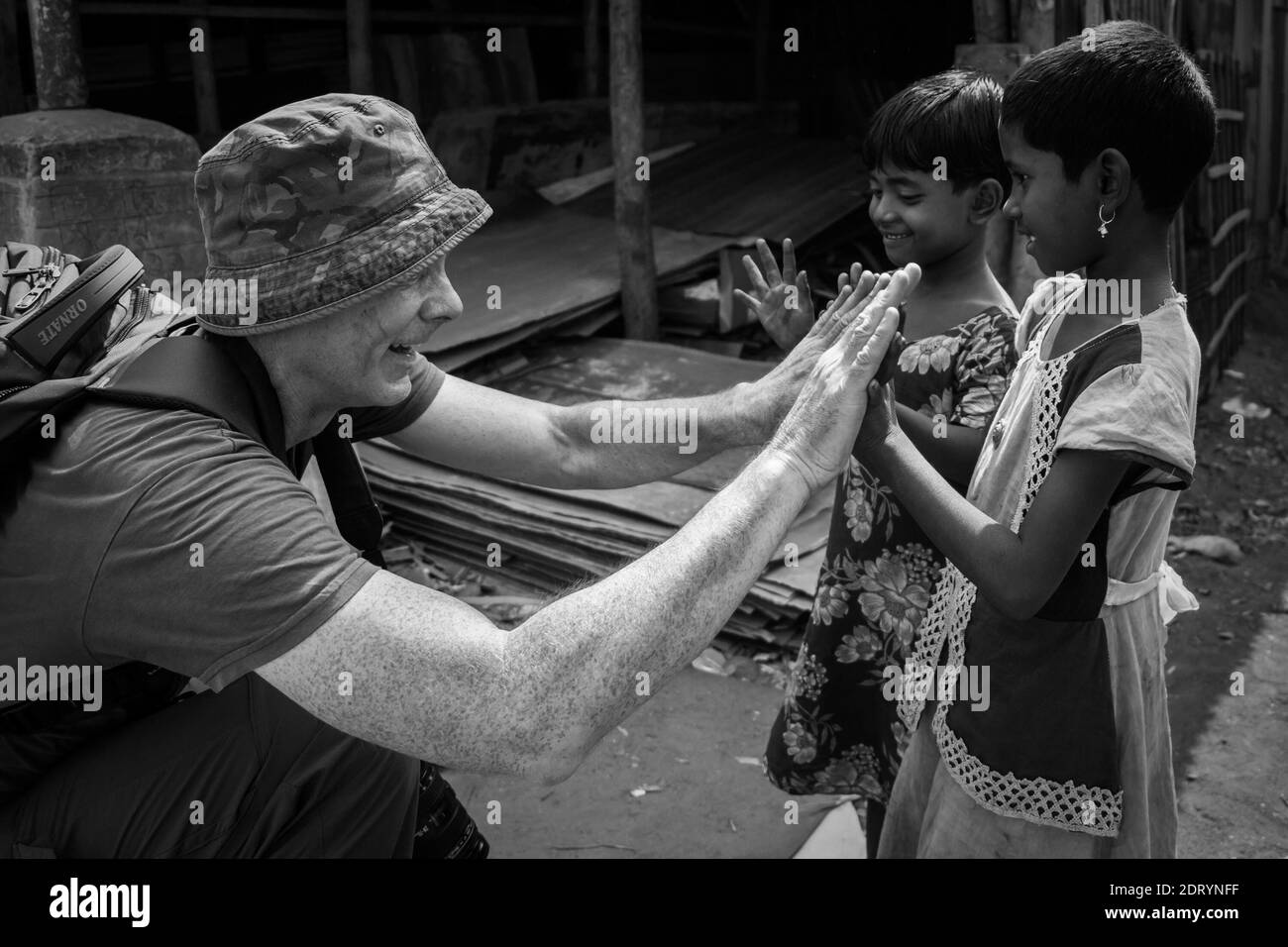 Local children playing with foreigner image captured from Bangladesh ...