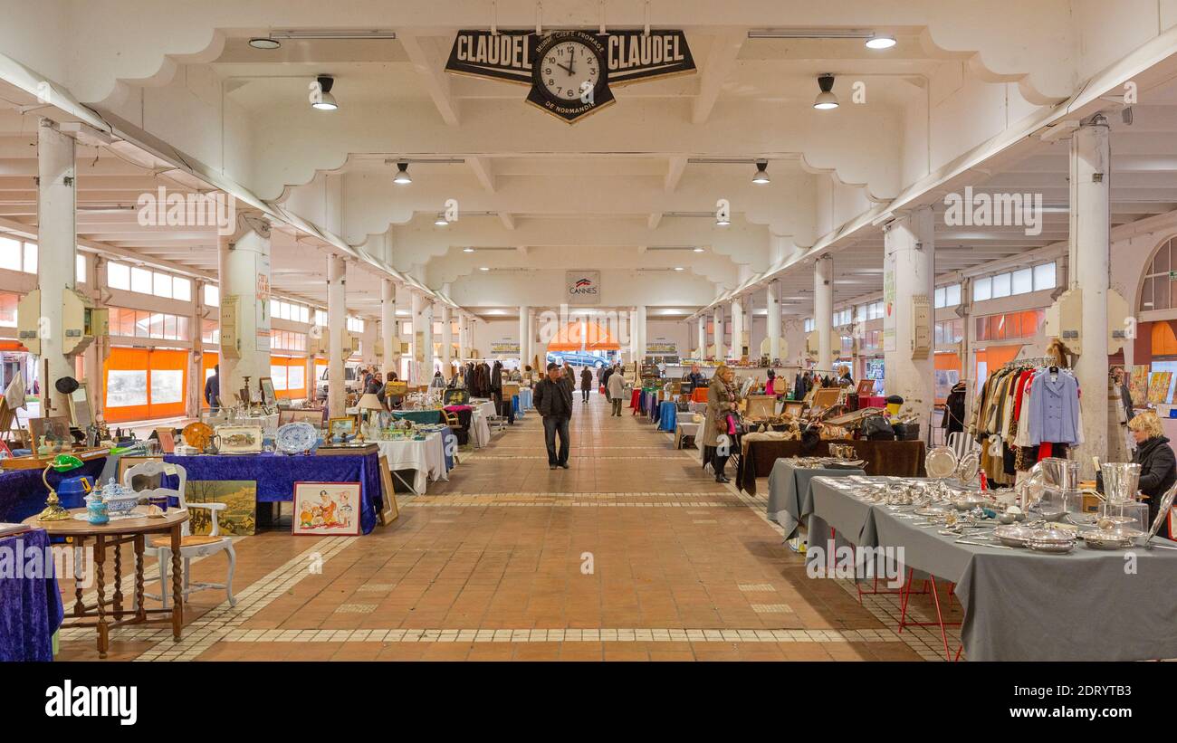 Cannes, France - February 1, 2016: Antique Stalls at Forville Market ...