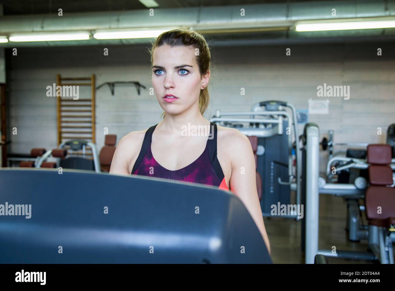 Training beautiful girl in gym hi-res stock photography and images - Alamy