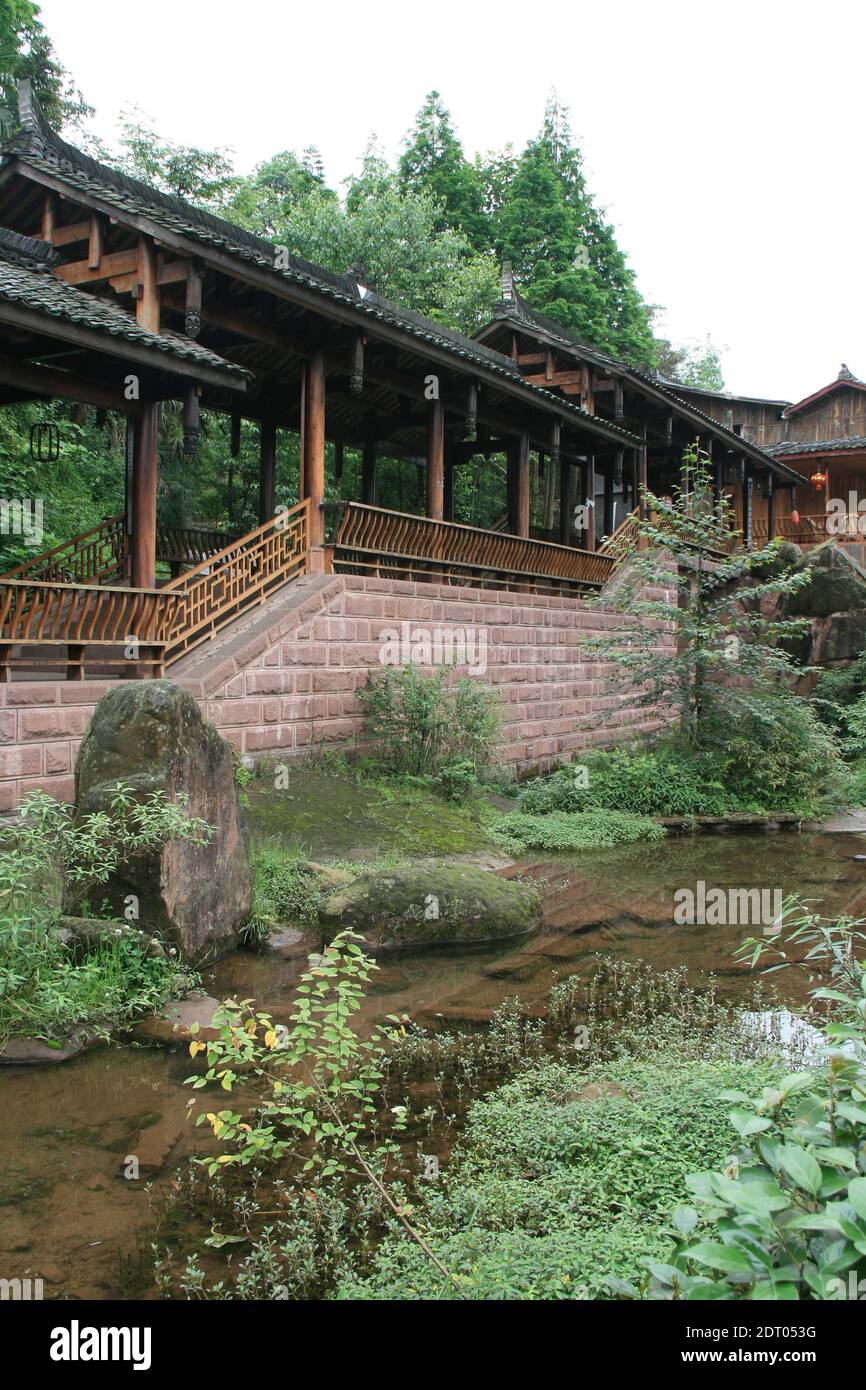 covered gallery in shangli in china Stock Photo - Alamy