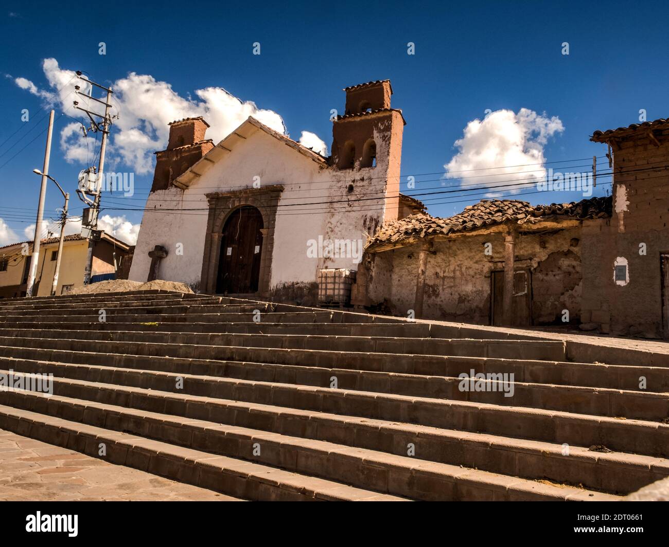 Maras, Peru May 20, 2016: Street in Moras. Homes of poor rural people ...