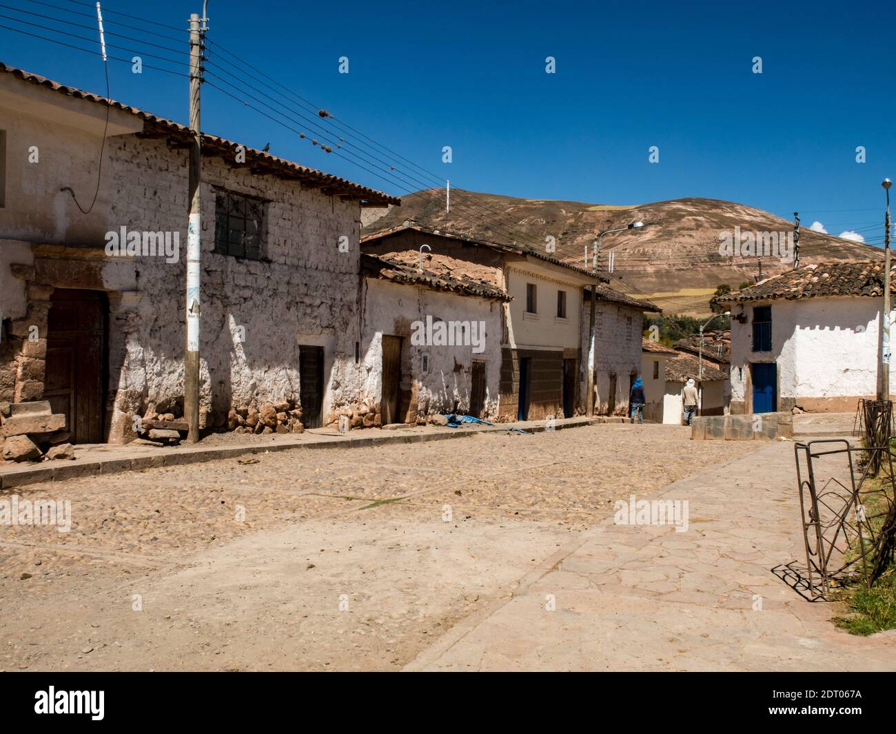 Maras, Peru May 20, 2016: Street in Moras. Homes of poor rural people ...