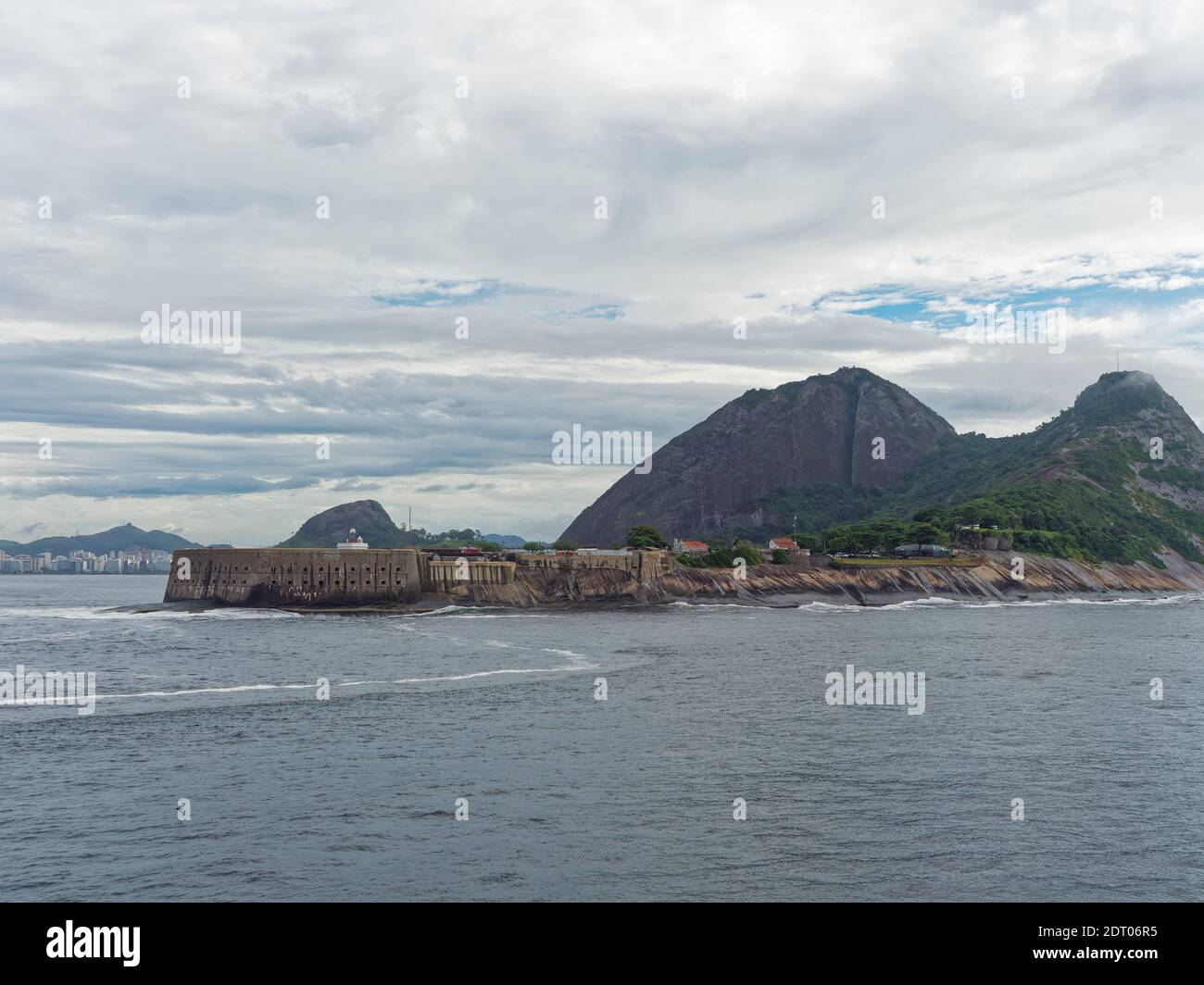 Copacabana Fort on the small rocky headland between the beaches of ...