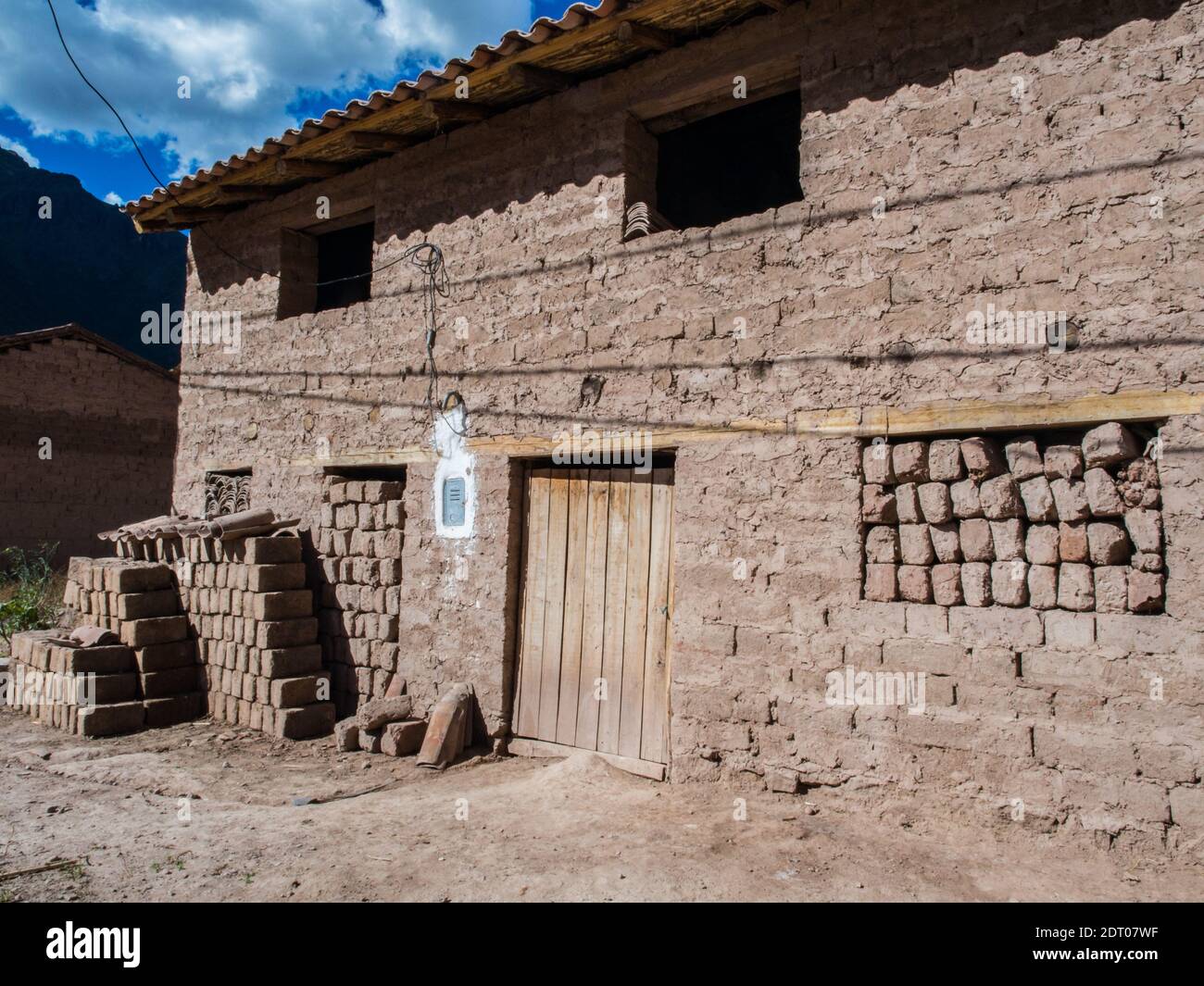 Urubamba, Peru - May 20, 2016: Home made local materials, with adobe ...