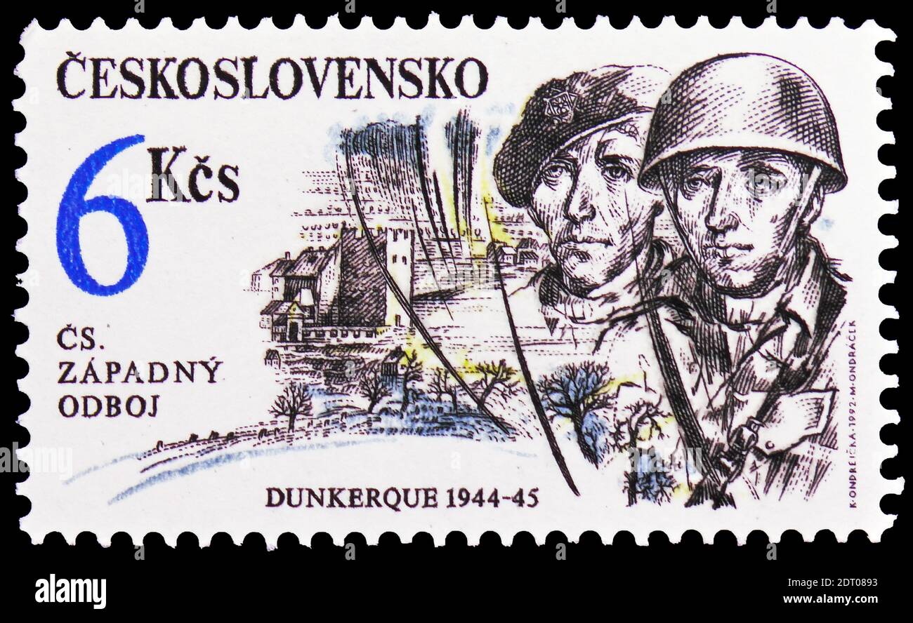 MOSCOW, RUSSIA - FEBRUARY 21, 2019: A stamp printed in Czechoslovakia ...