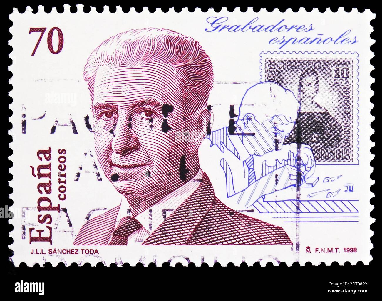 MOSCOW, RUSSIA - FEBRUARY 21, 2019: A stamp printed in Spain shows ...