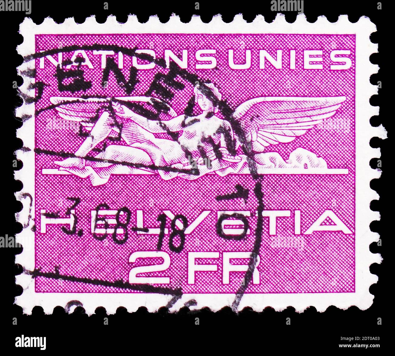 MOSCOW, RUSSIA - FEBRUARY 21, 2019: A stamp printed in Switzerland ...