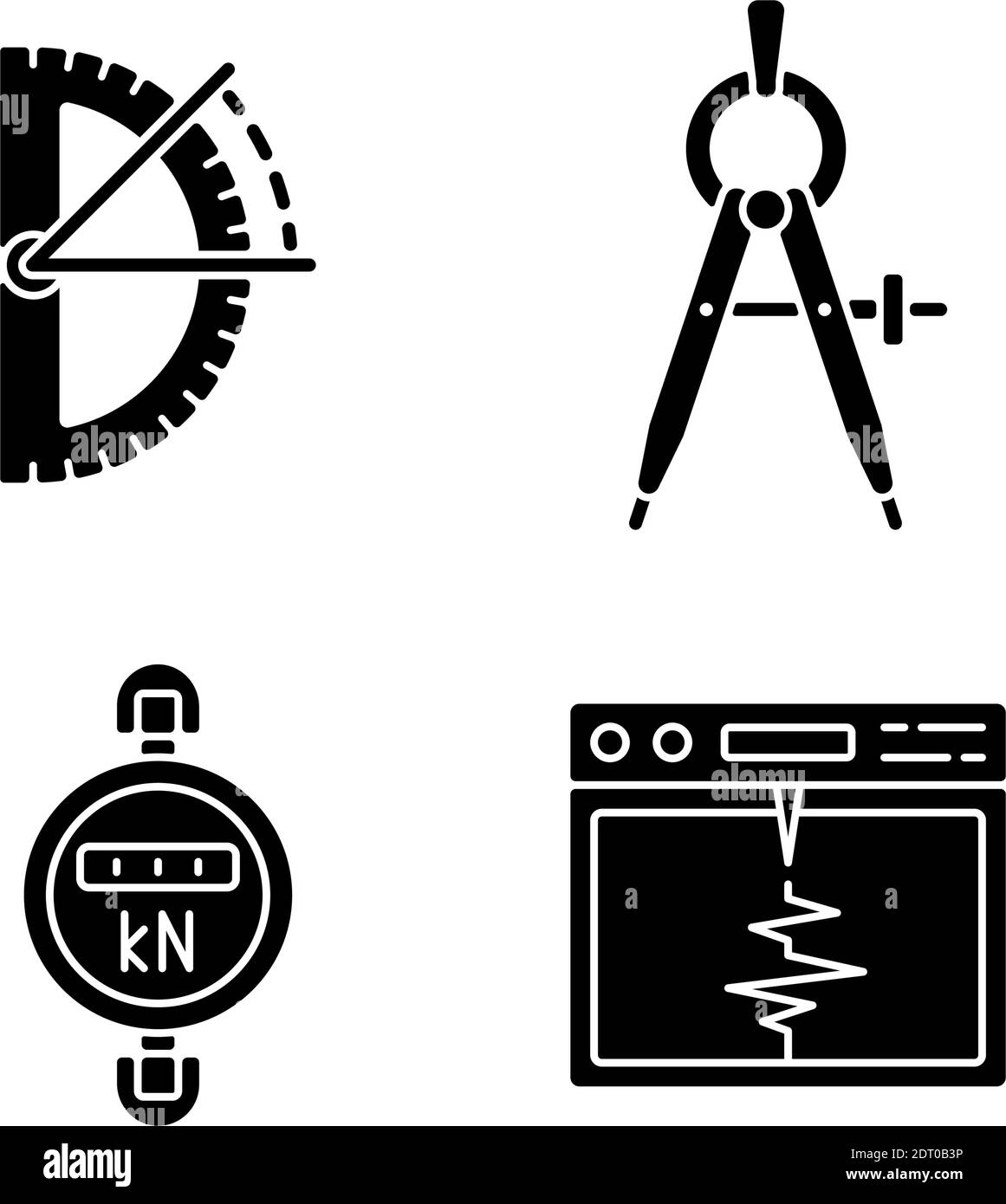 Measurement tools black glyph icons set on white space Stock Vector ...