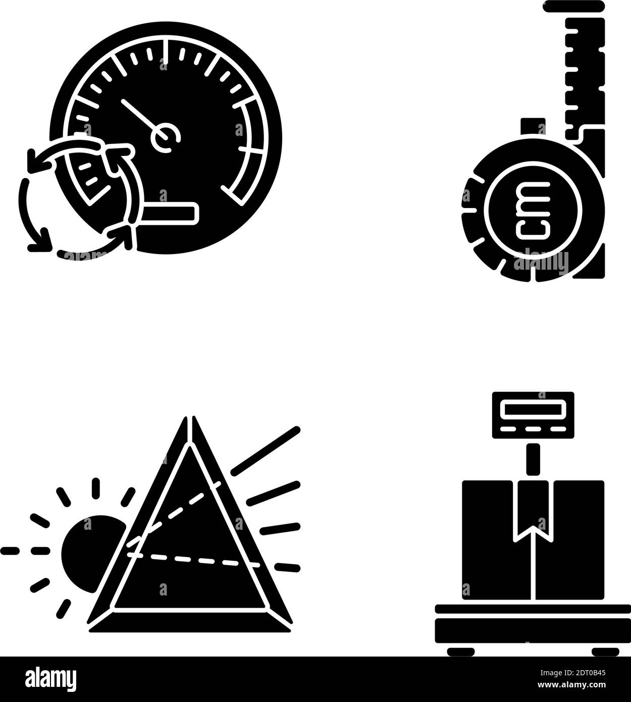Measuring tools black glyph icons set on white space Stock Vector Image ...
