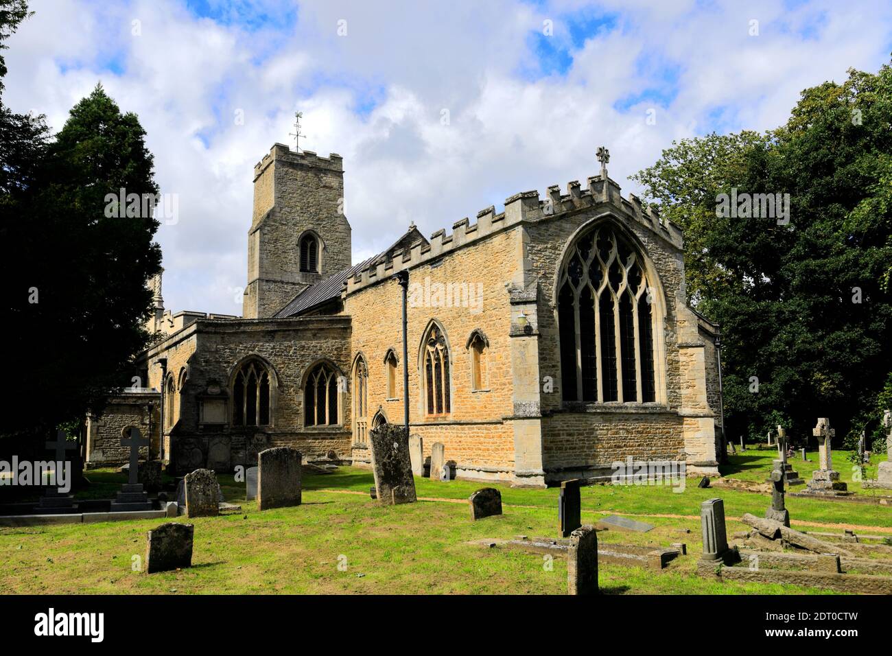 Summer view of St Marys Church, Orton Waterville, Orton Hall ...