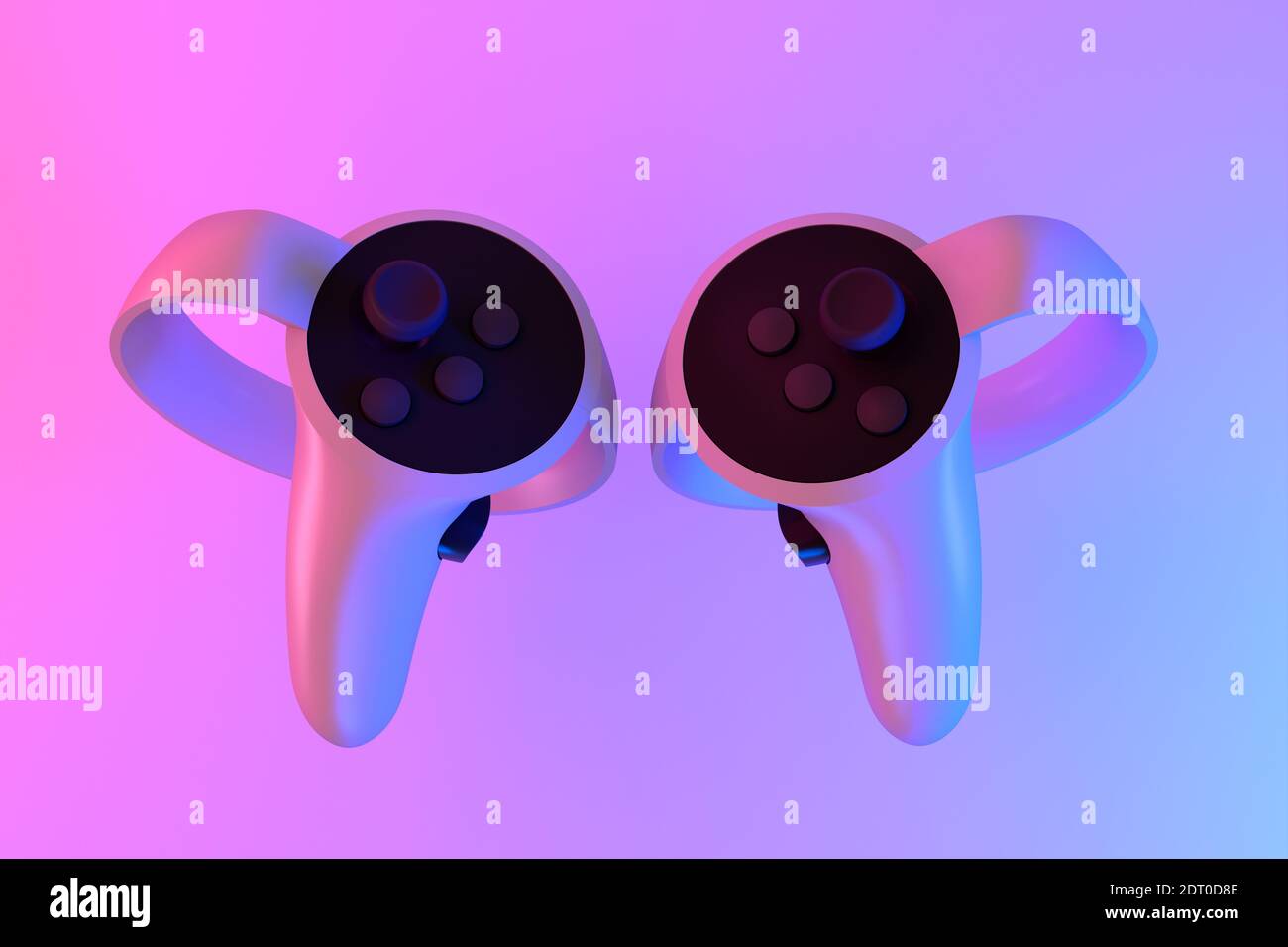 Virtual reality controllers for online and home gaming in neon lights ...