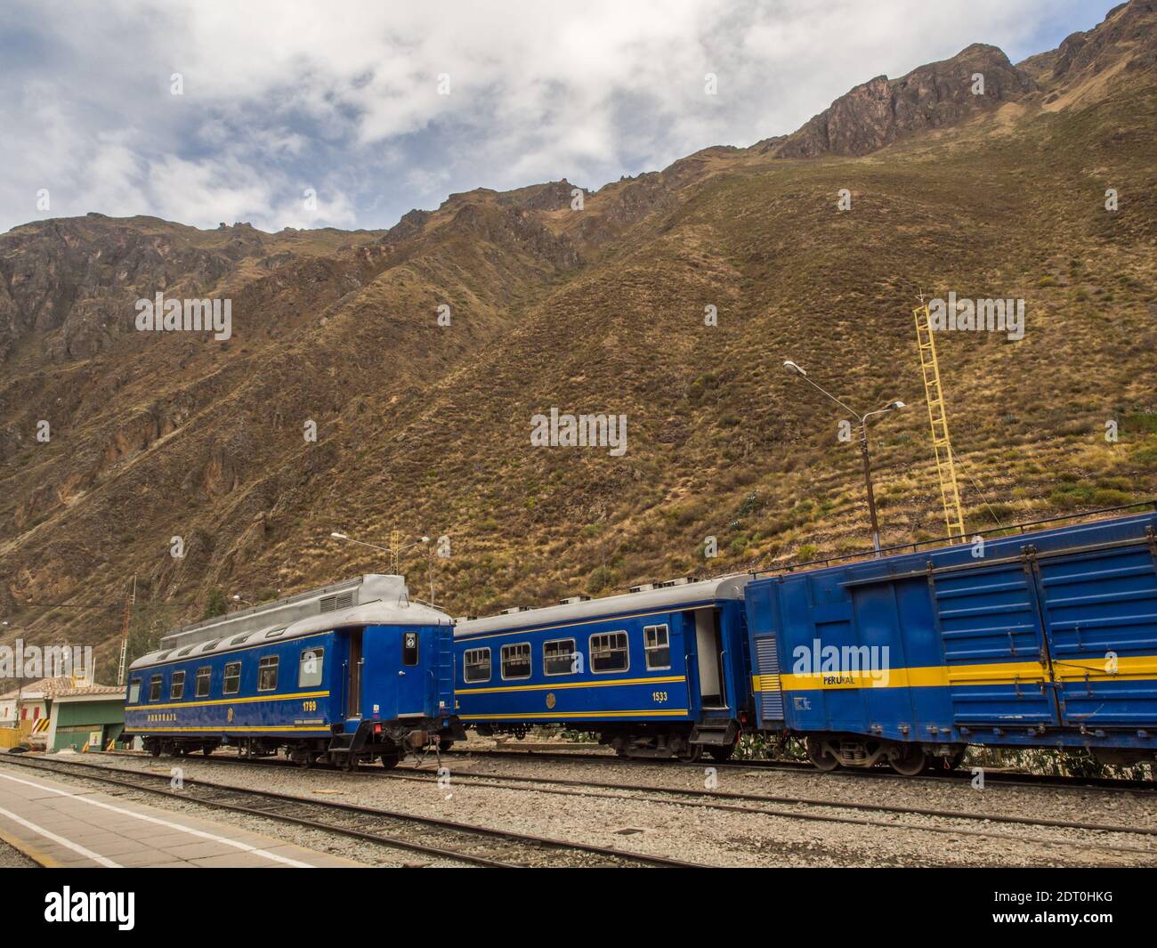 Ollantaytambo, Peru - May 21, 2016: PeruRail train railway station in ...