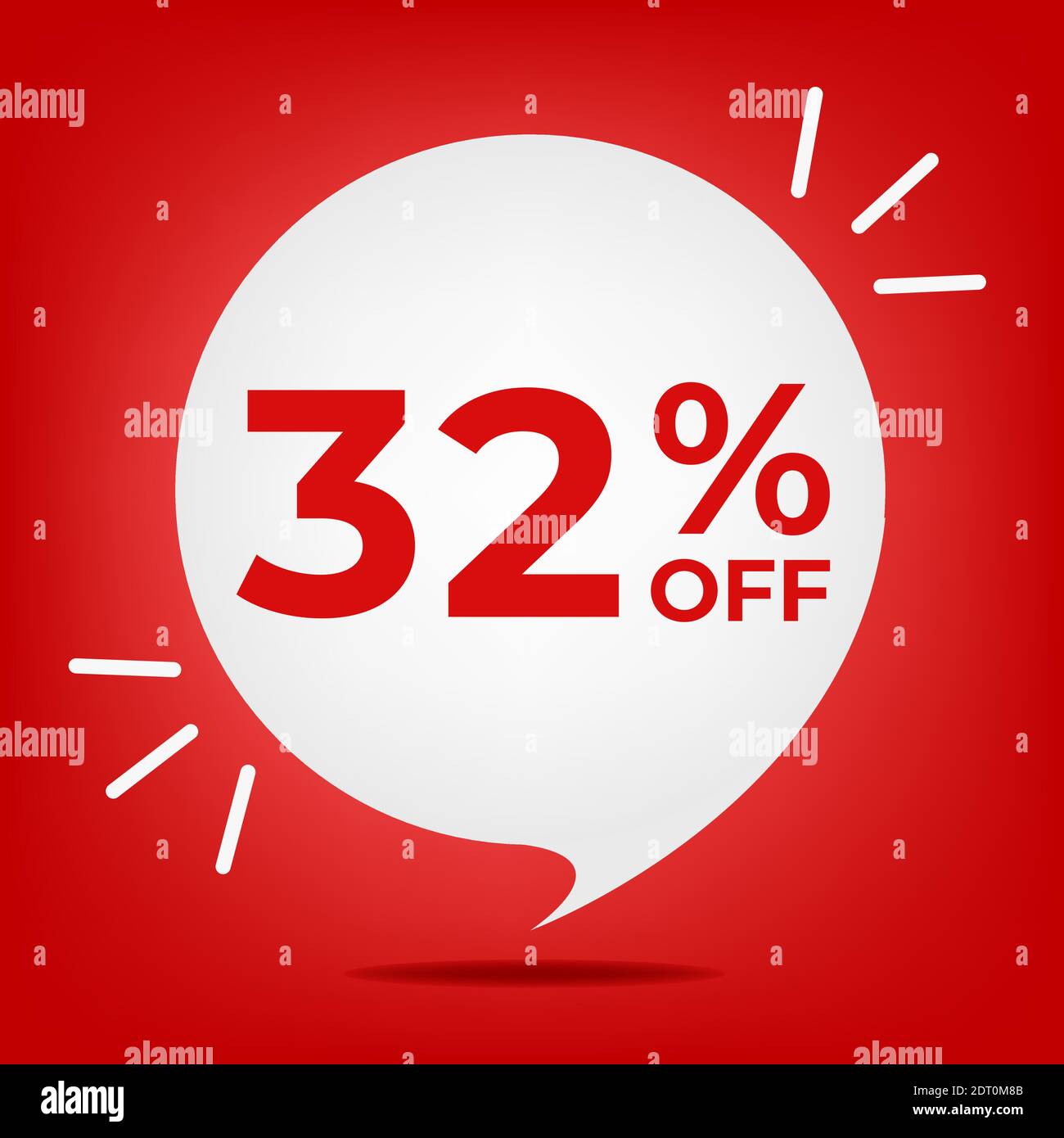 32 percent off. Banner with thirty-two percent discount. White bubble ...