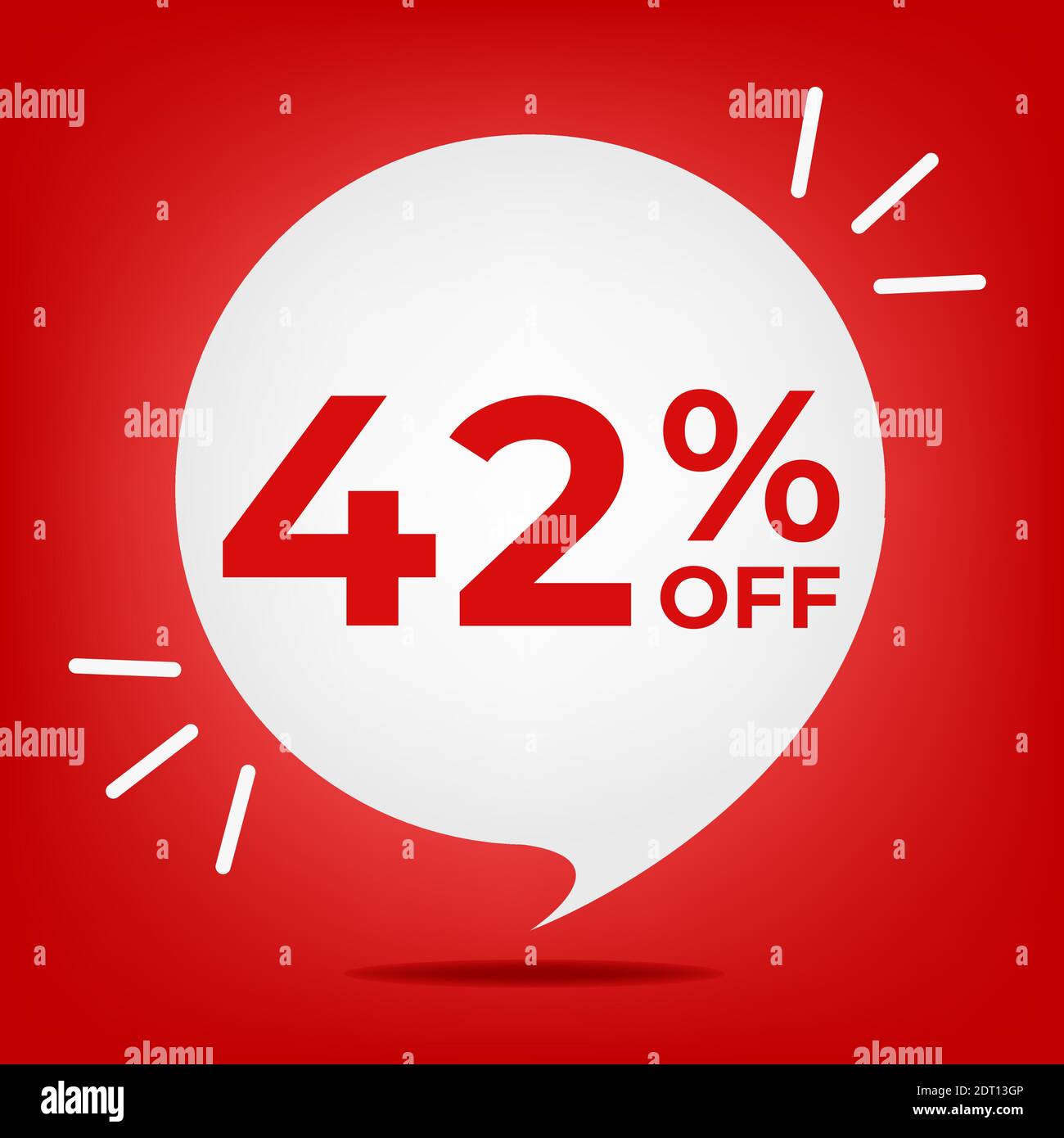 42 percent off. Banner with forty-two percent discount. White bubble on ...
