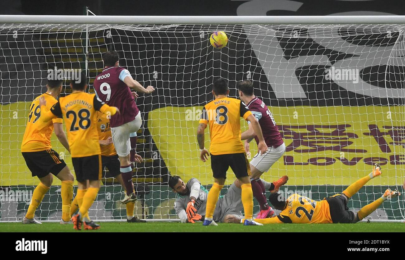 Burnley's Chris Wood scores his side's first goal of the game during ...