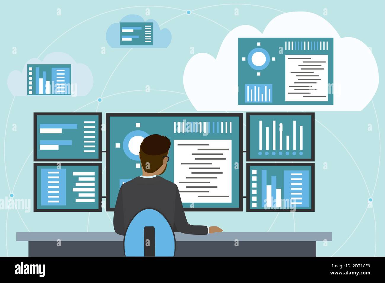 Big data analytics and cloud technology,male programmer or analyst on ...