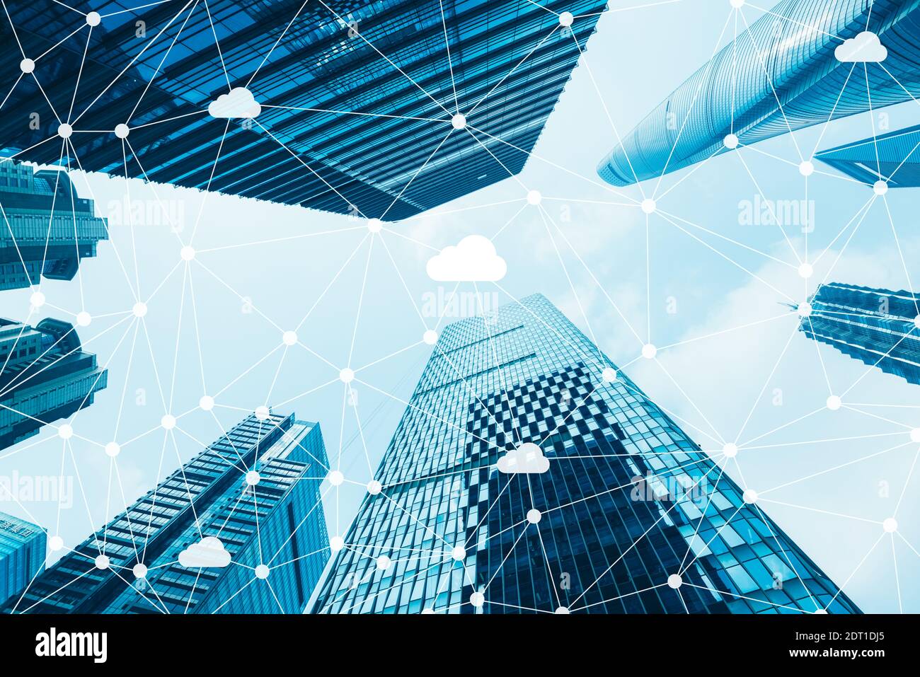 Smart City, Wireless network and cloud computing concept. Shanghai ...