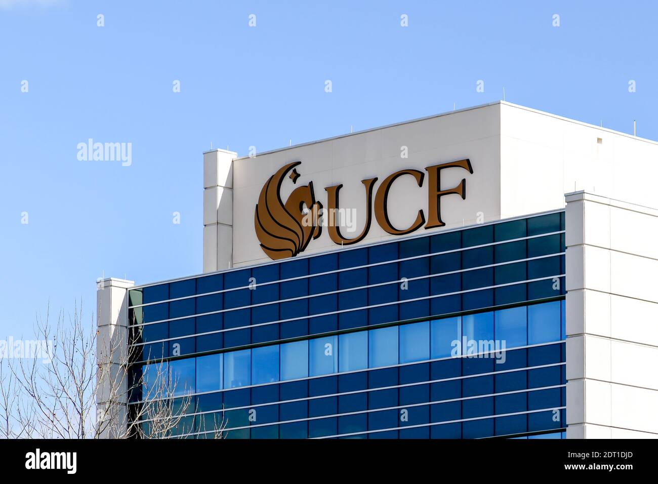 Sign and logo of UCF (University of Central Florida ) on the building ...