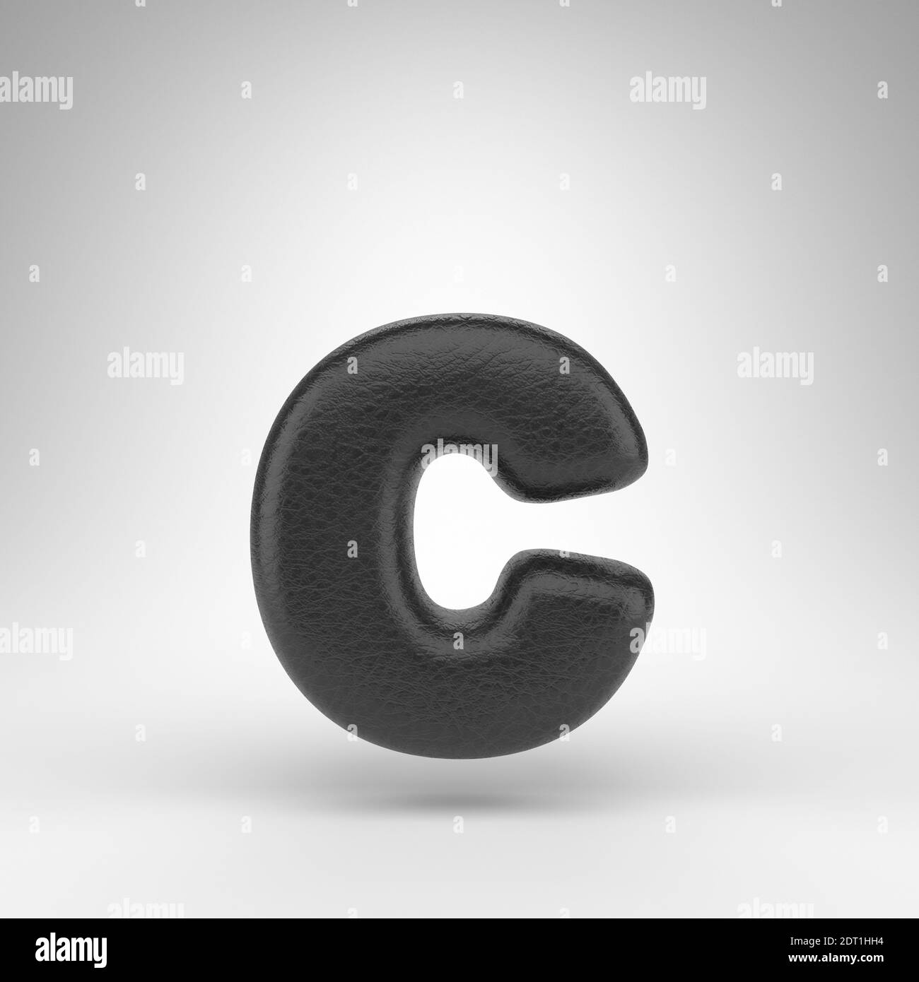 Letter C lowercase on white background. Black leather 3D rendered font ...