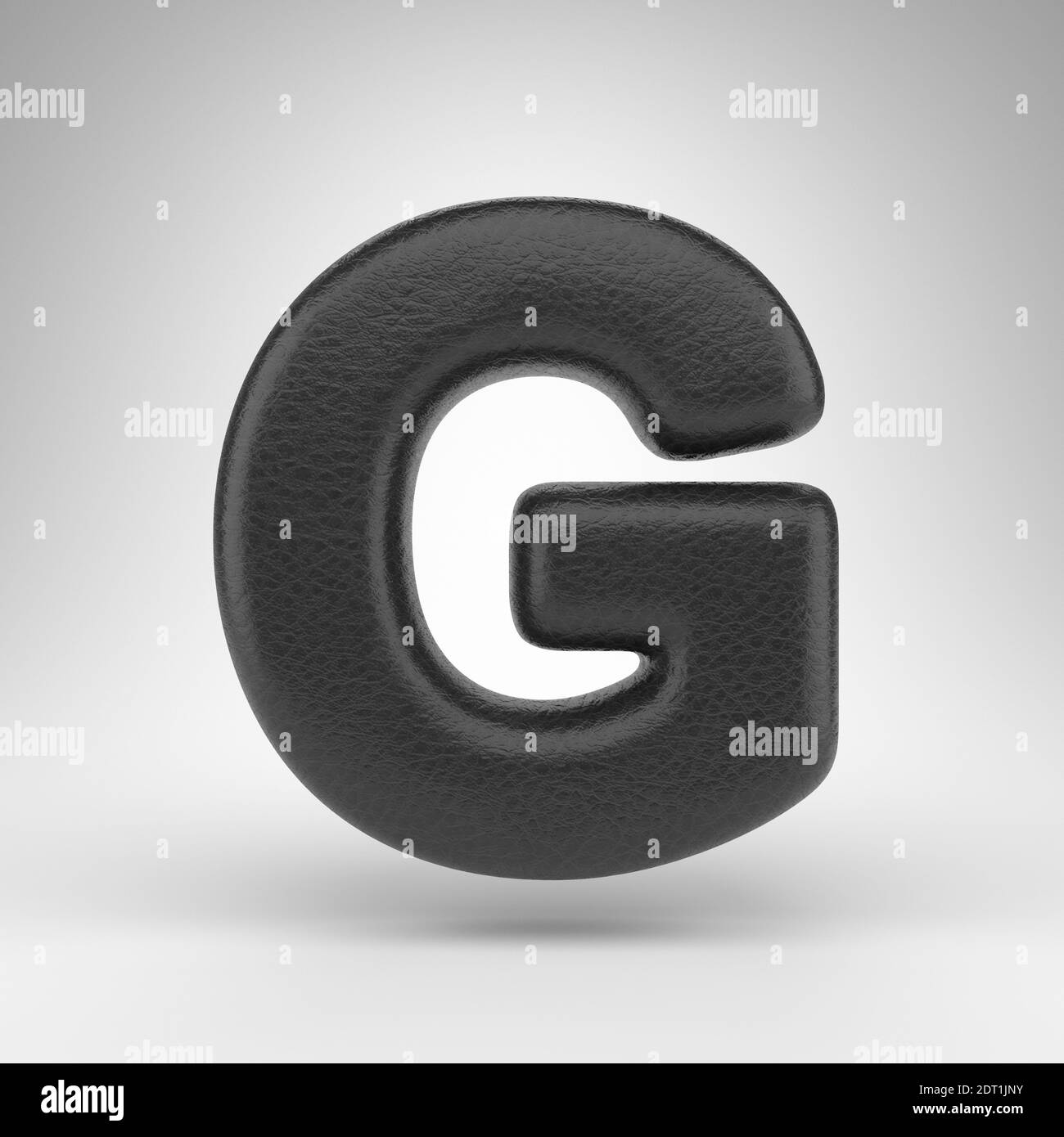 Letter G uppercase on white background. Black leather 3D rendered font ...