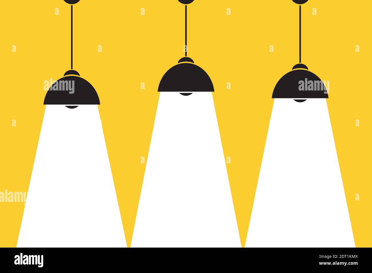 Three lamp bulbs on yellow background,part of moderm interior and place ...