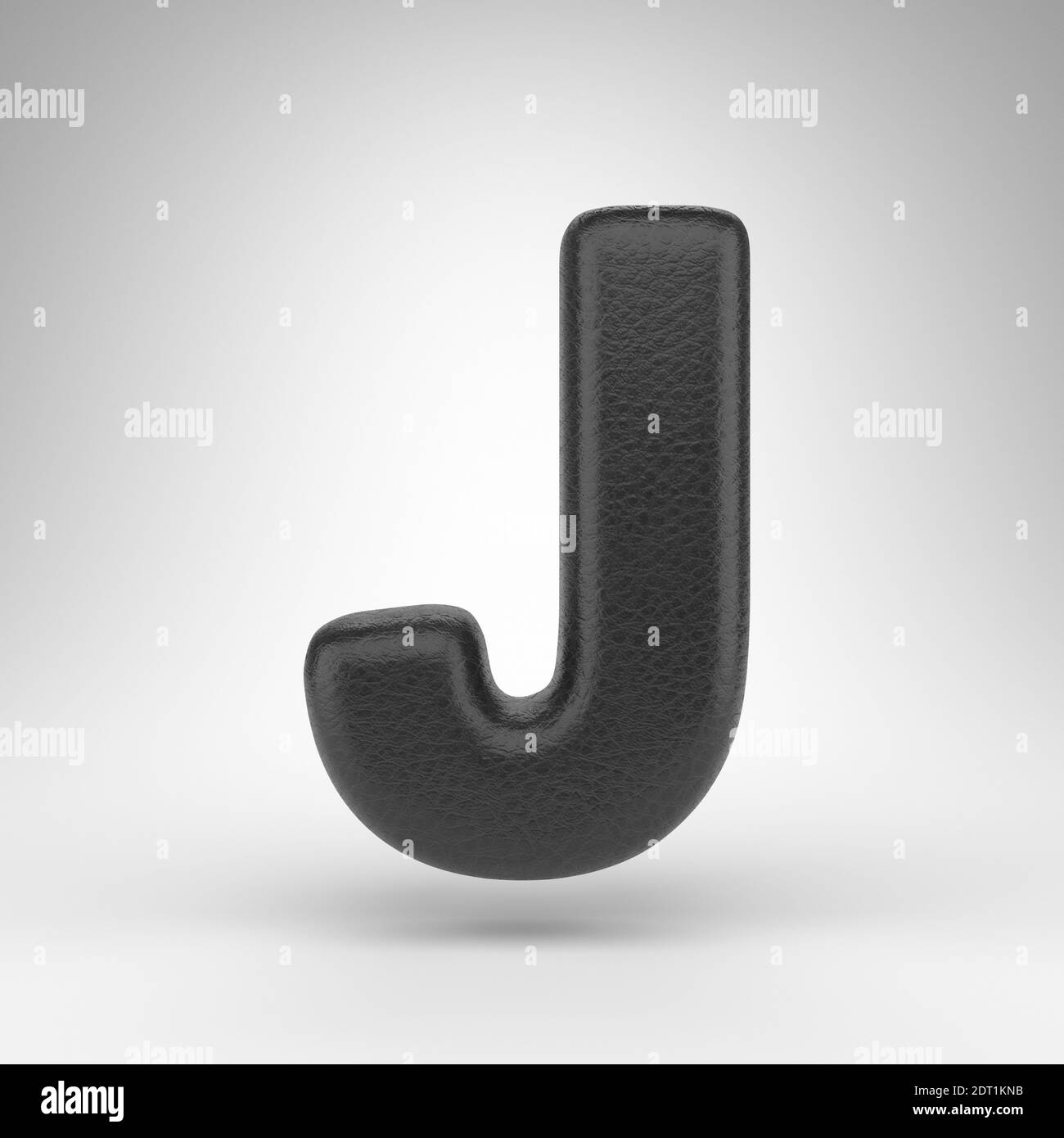 Letter J uppercase on white background. Black leather 3D rendered font ...