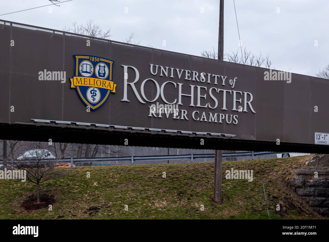 Sign of University of Rochester River Campus in Rochester, NY, USA ...