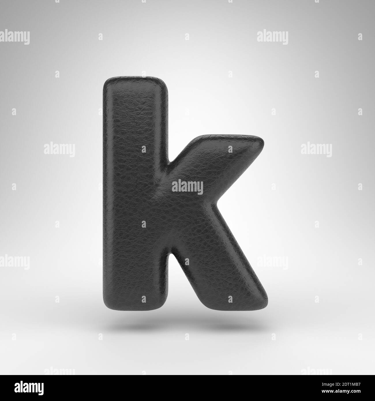 Letter K lowercase on white background. Black leather 3D rendered font ...