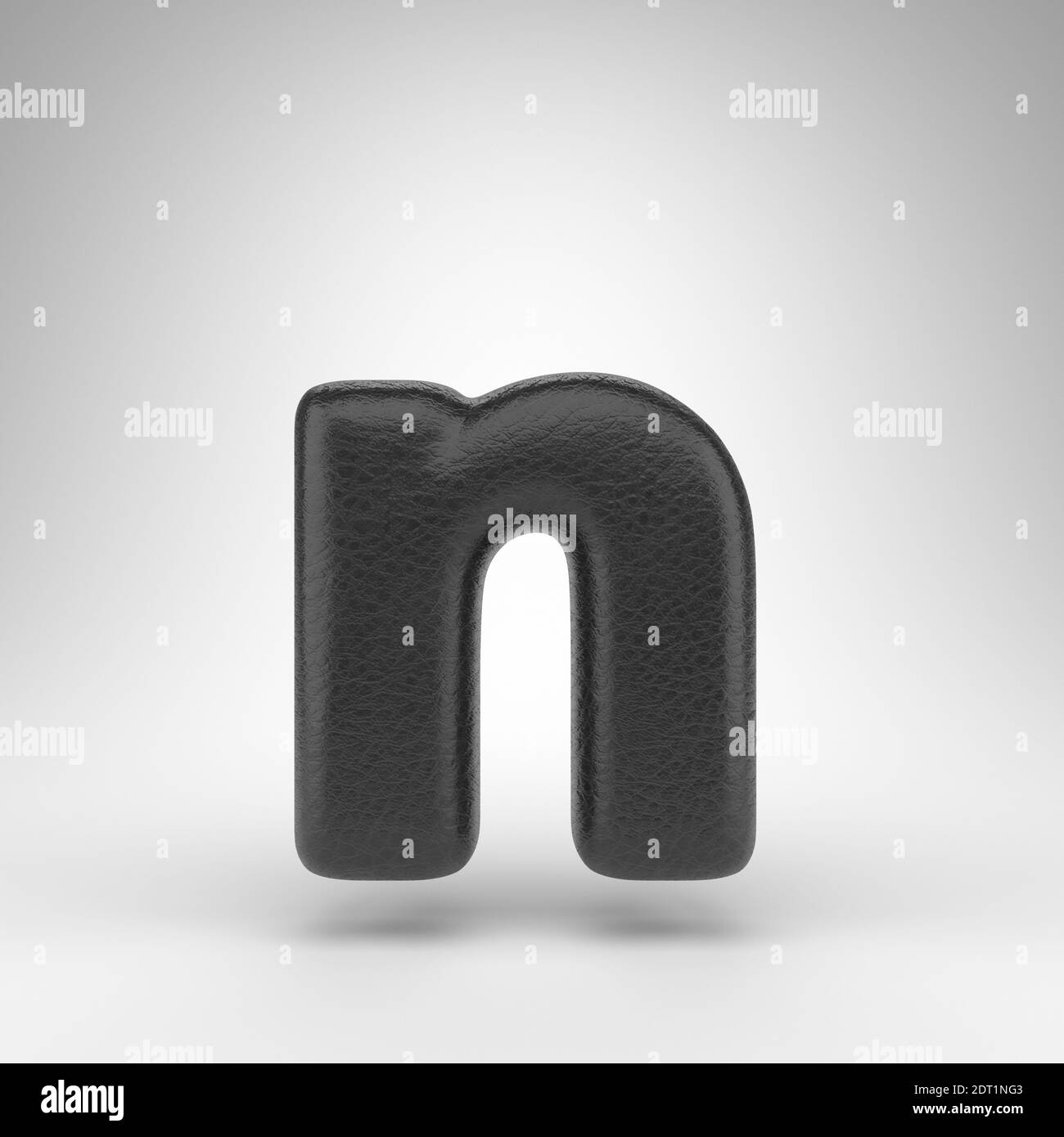 Letter N lowercase on white background. Black leather 3D rendered font ...